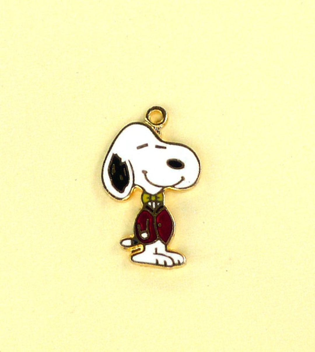 Aviva Vintage Peanuts Snoopy Charm Wearing Red Jacket and Yellow Bow ...