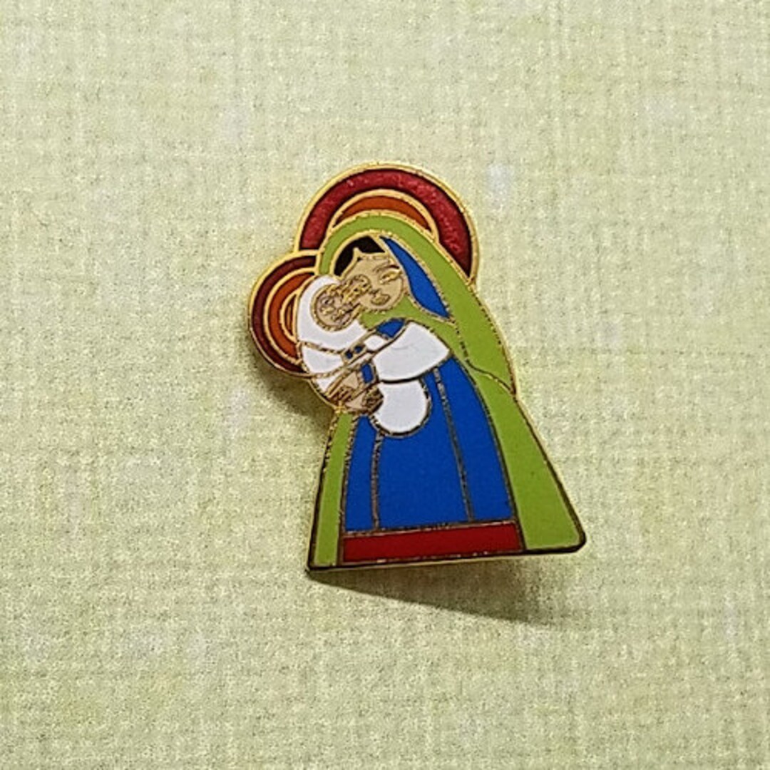 Vintage Aviva Christmas Virgin Mary Baby Jesus Pin Cloisonne Enamel ...