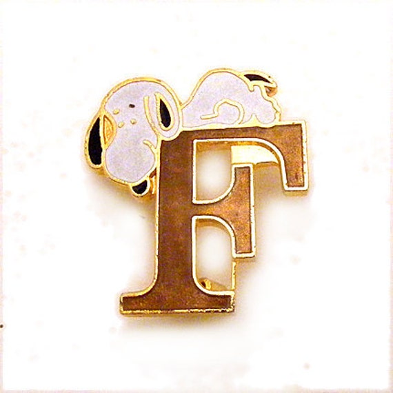 Snoopy Peanuts Alphabet Letter F Enamel Pin in Multi… - Gem