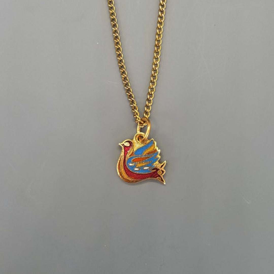 Vintage Aviva Colorful Bird Enamel Necklace 157-1 - Etsy