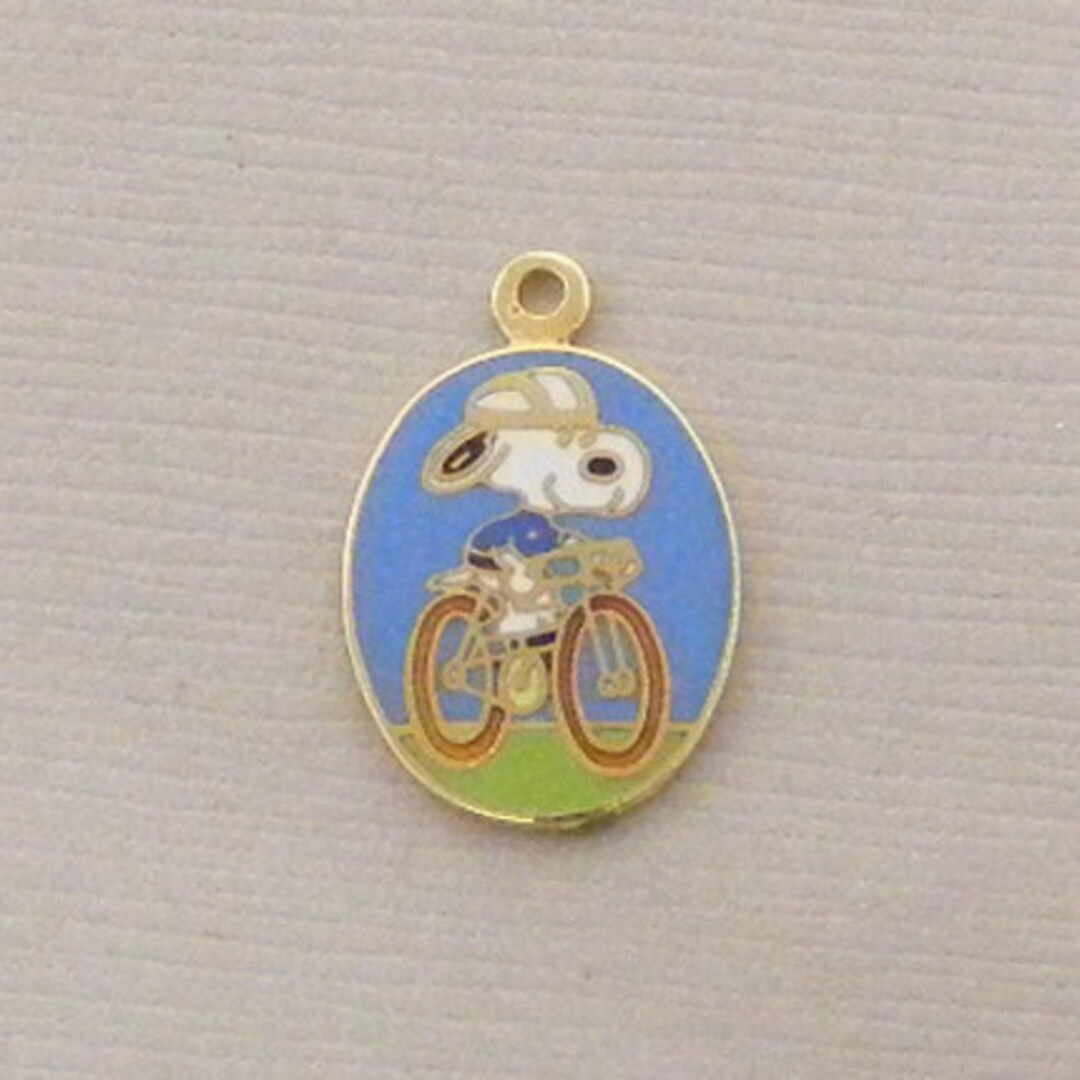 Aviva Vintage Snoopy on a Bike Bicycle Charm Enamel Peanuts Cloisonne ...