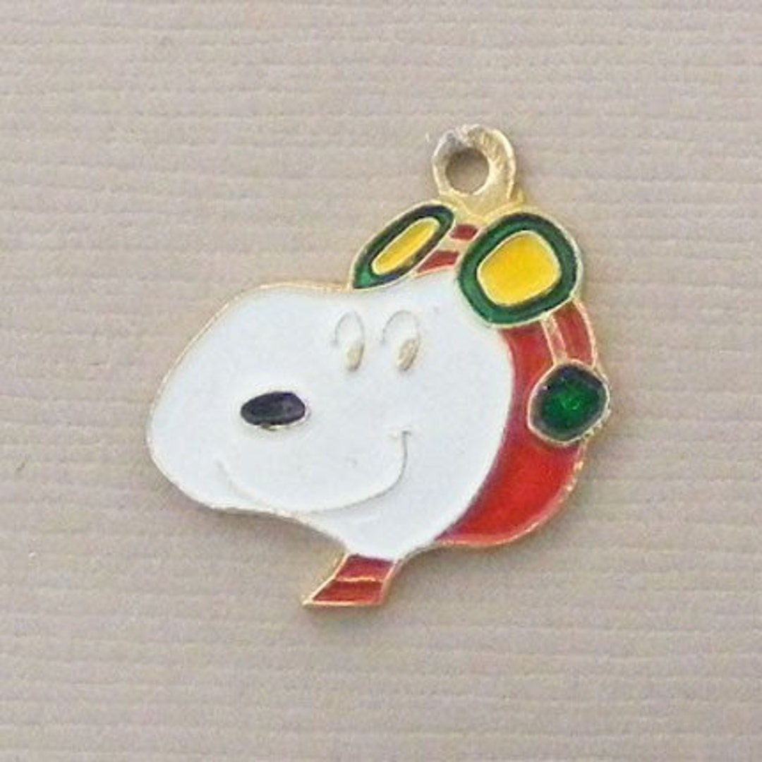 Aviva Vintage Snoopy Peanuts Flying Ace Head Charm Enamel Cloisonne ...