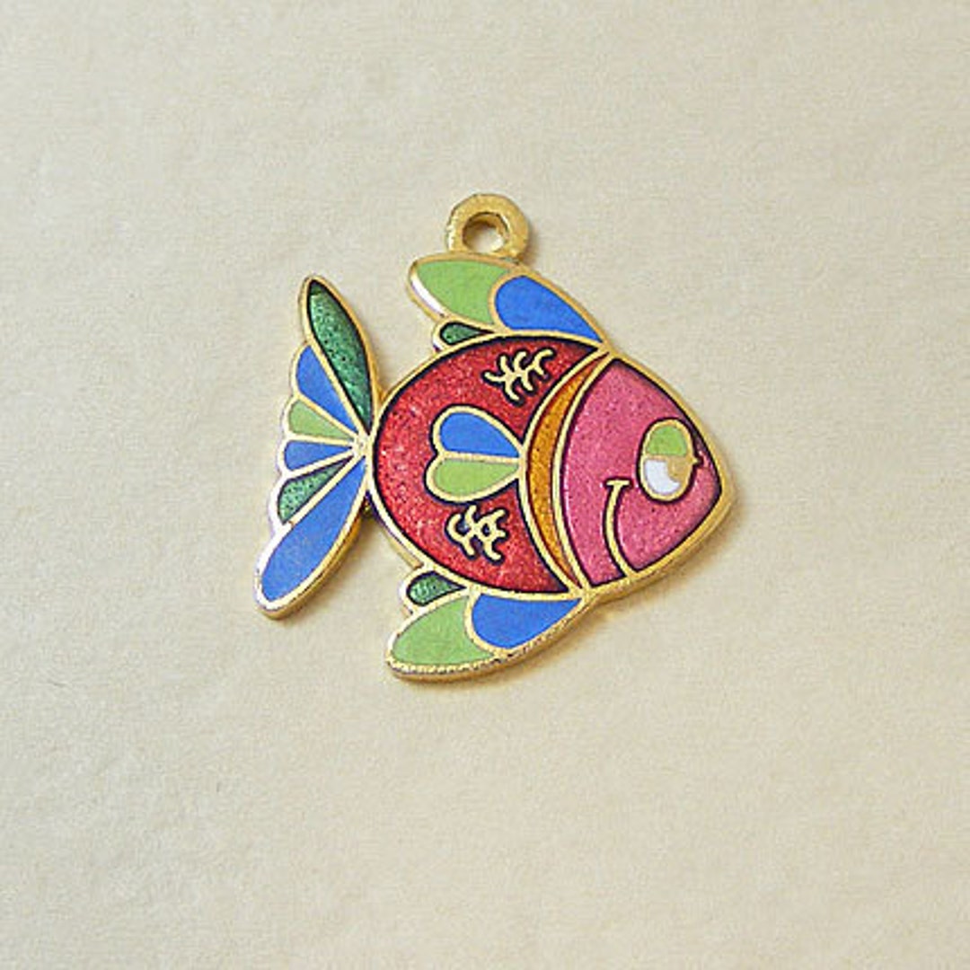 Vintage Aviva Charm Cartoon Fish Enamel Cloisonne 19-1 - Etsy