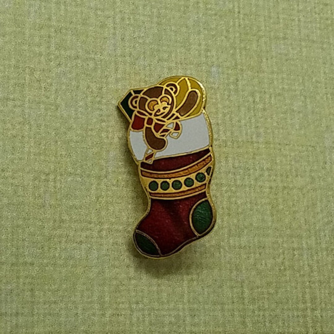 Vintage Aviva Christmas Stocking With Toys Pin Cloisonne Enamel ...