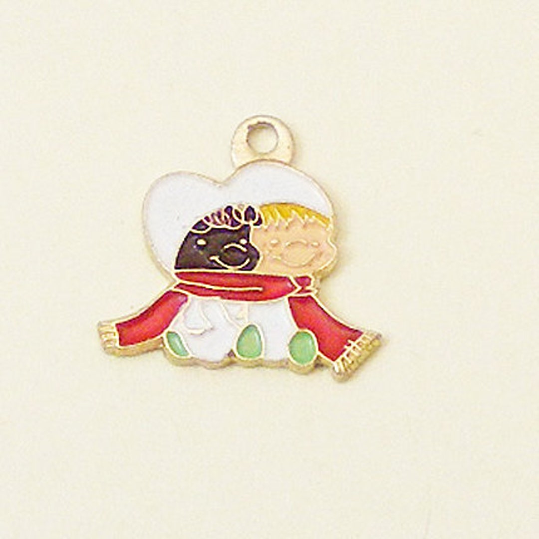 Vintage Aviva Kidlinks by Marty Links Enamel Cloisonne Charm Snow ...