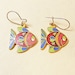 Vintage Aviva Red and Blue Cartoon Fish Enamel Earrings Enamel ...