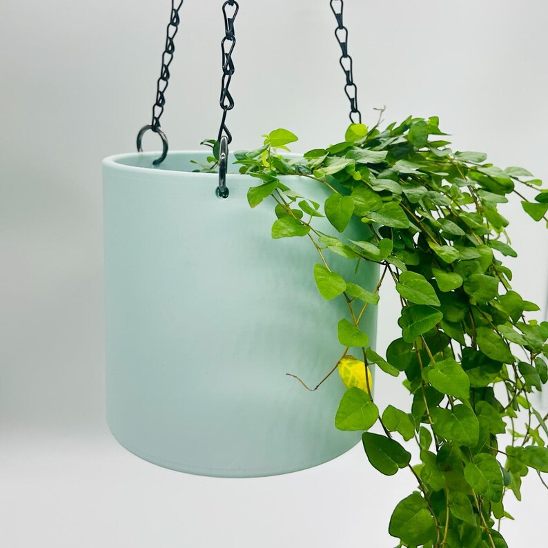 Matte Honeydew Blue Hanging Planter: Indoor Plant Pot With 18" Chain - Etsy