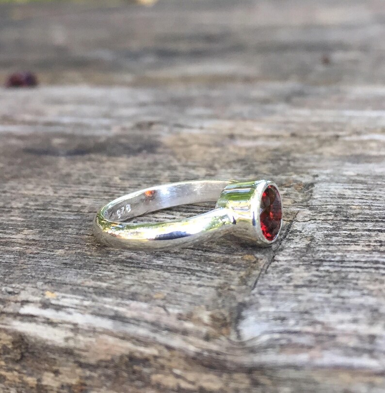 Silver Garnet Ring Simple Little Sterling Silver Ring With - Etsy