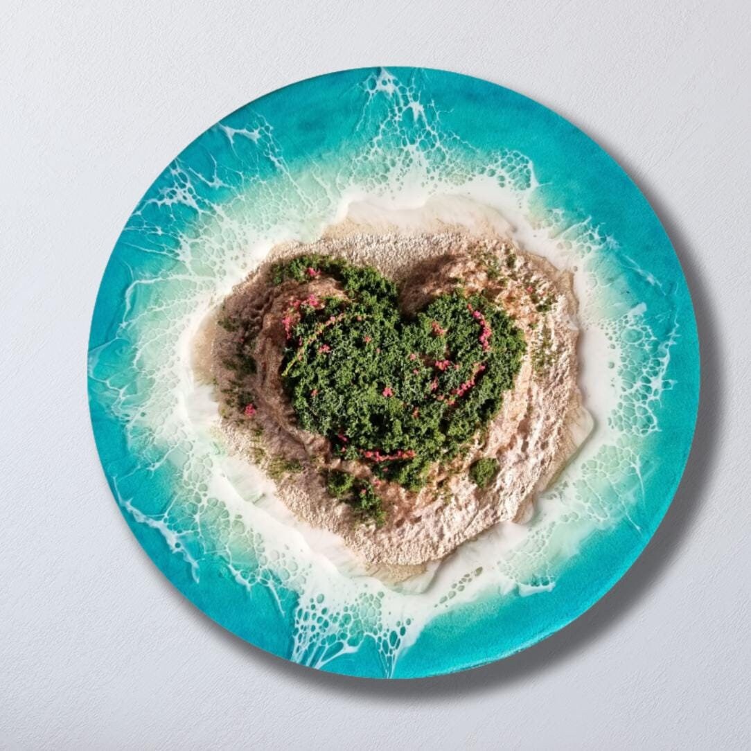 Resin Ocean Art. 7 Inch Round Wooden Disc. Coastal Decor. Ocean ...