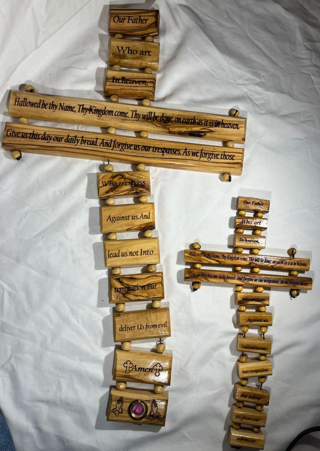 Handmade Olive Wood Cross With Lord's Prayer: Christian Home Decor. - Etsy
