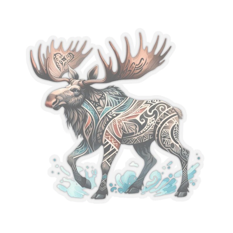 Moose Tribal Kiss-cut Stickers, Wildlife Decals, Animal Lover Gift ...