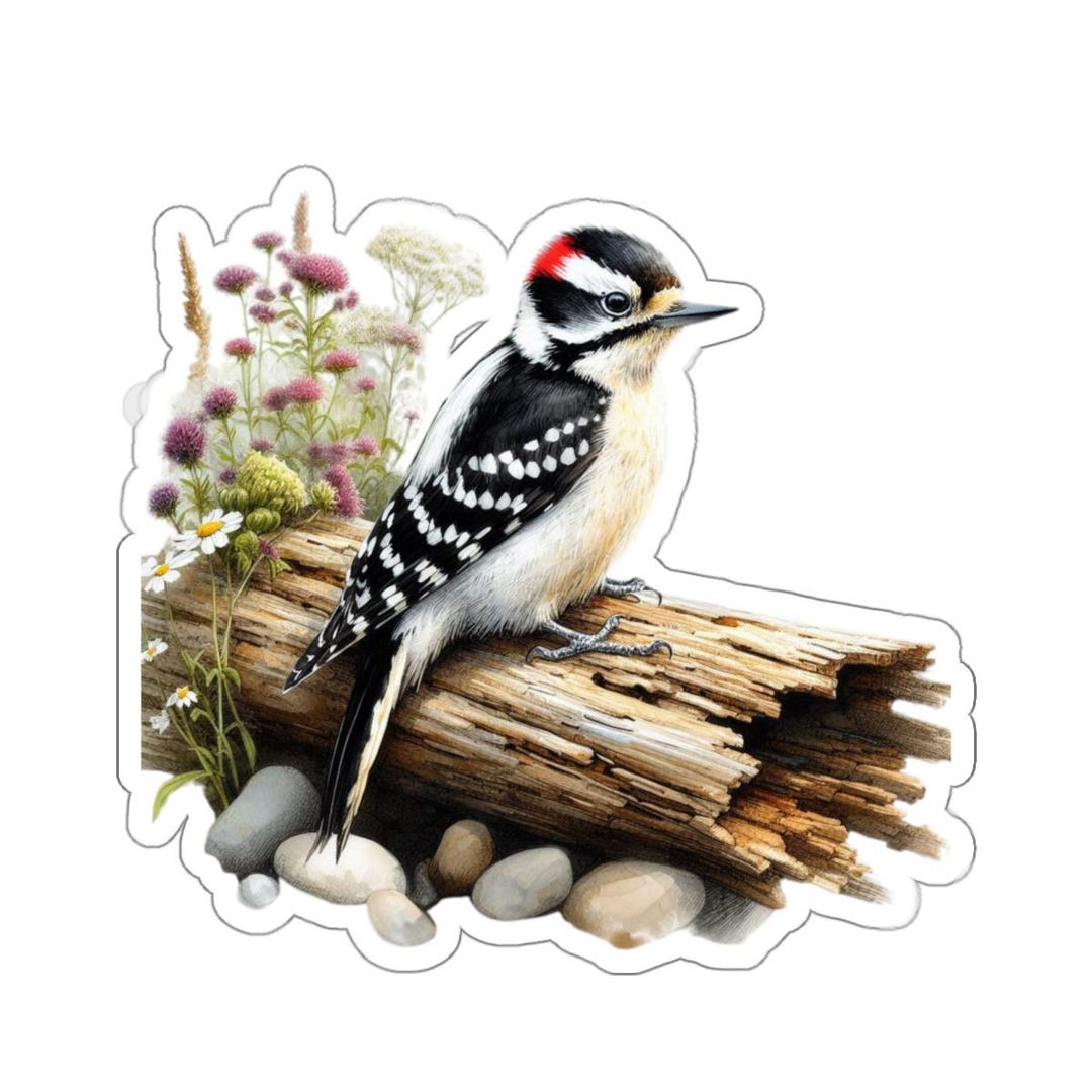 Woodpecker Kiss-cut Stickers, Bird Lover Gift, Nature Decal, Wildlife ...