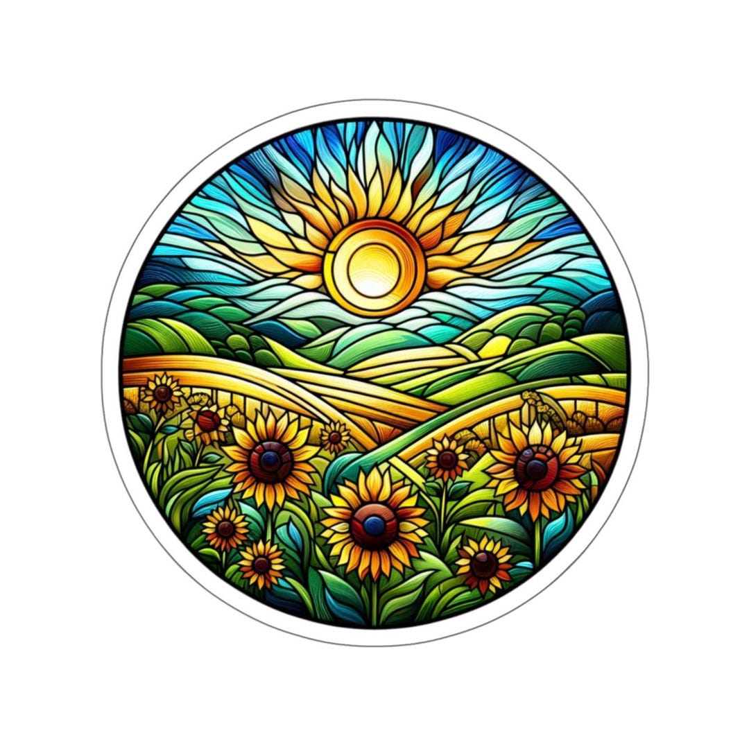 Sunflower Stain Glass Stickers, Window Decals, Flower Laptop Decal ...