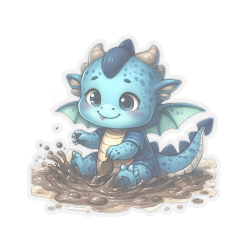 Whimsical Blue Dragon Decal - Fun in the Mud Puddle - Etsy