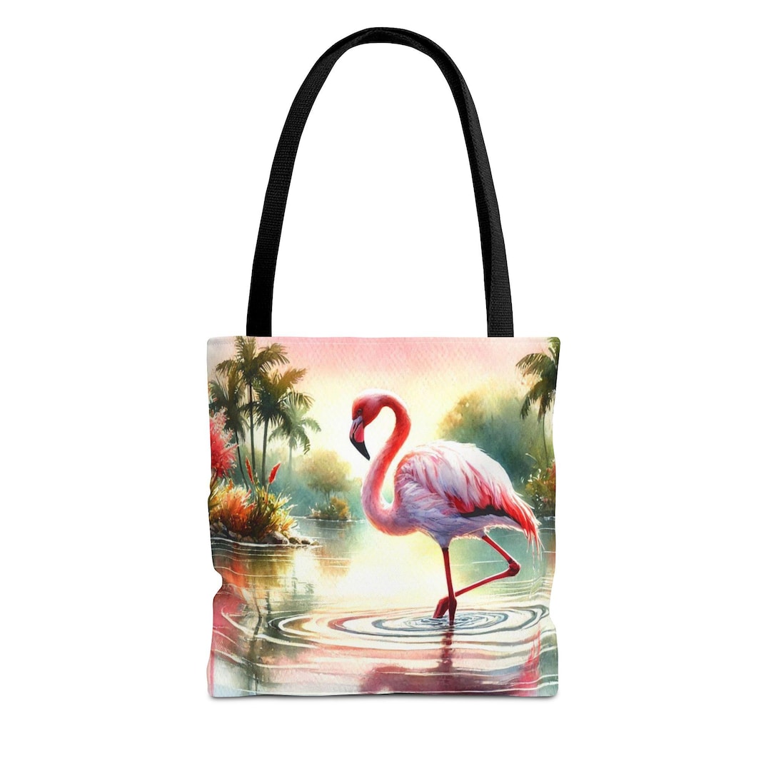 Flamingo Tote Bag, Tropical Bird Beach Bag, Pink Flamingo Grocery Bag ...