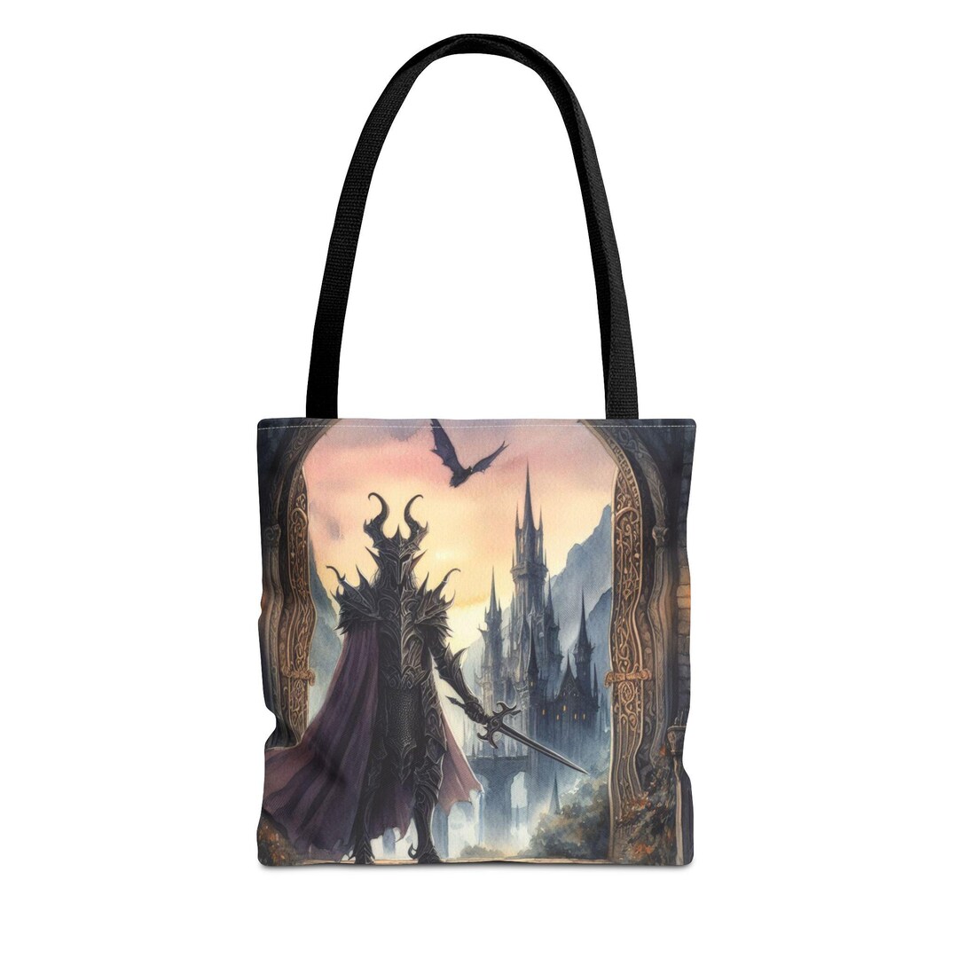 Medieval Castle Tote Bag Dark Knight Sword Fantasy Art - Etsy