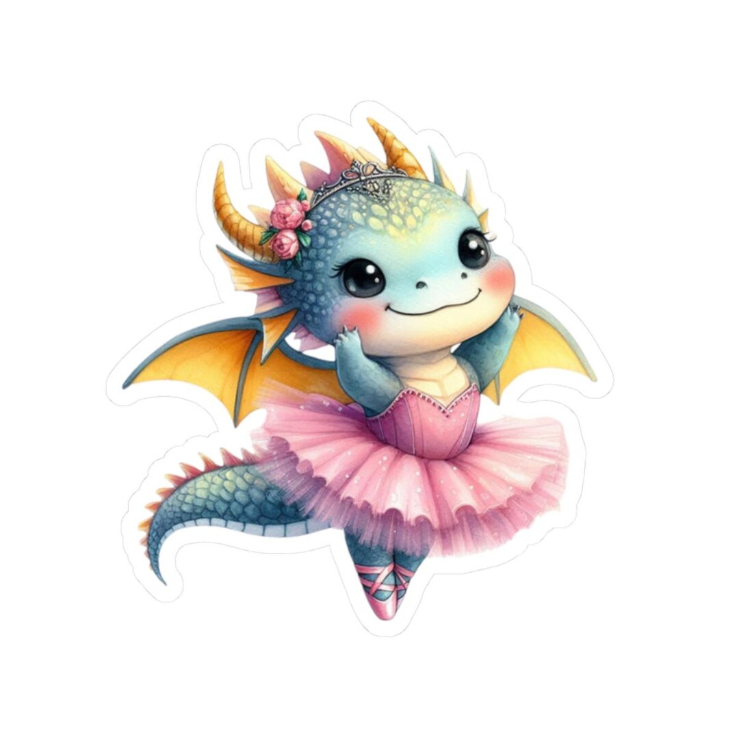 Adorable Dragon Ballerina Sticker - Pink Tutu Ballet Fantasy - Etsy