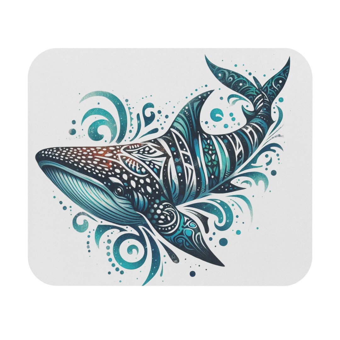 Whale Shark Mouse Pad, Tribal Ocean Animal Desk Mat, Underwater Sea ...
