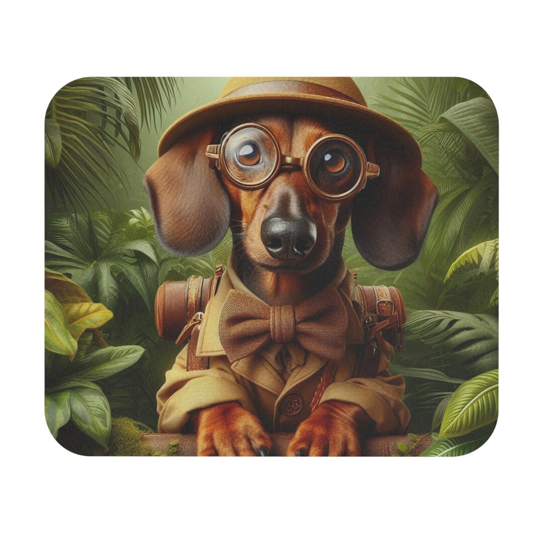 Rectangle Mouse Pad, Dachshund Jungle Explorer Design, Custom Desk ...