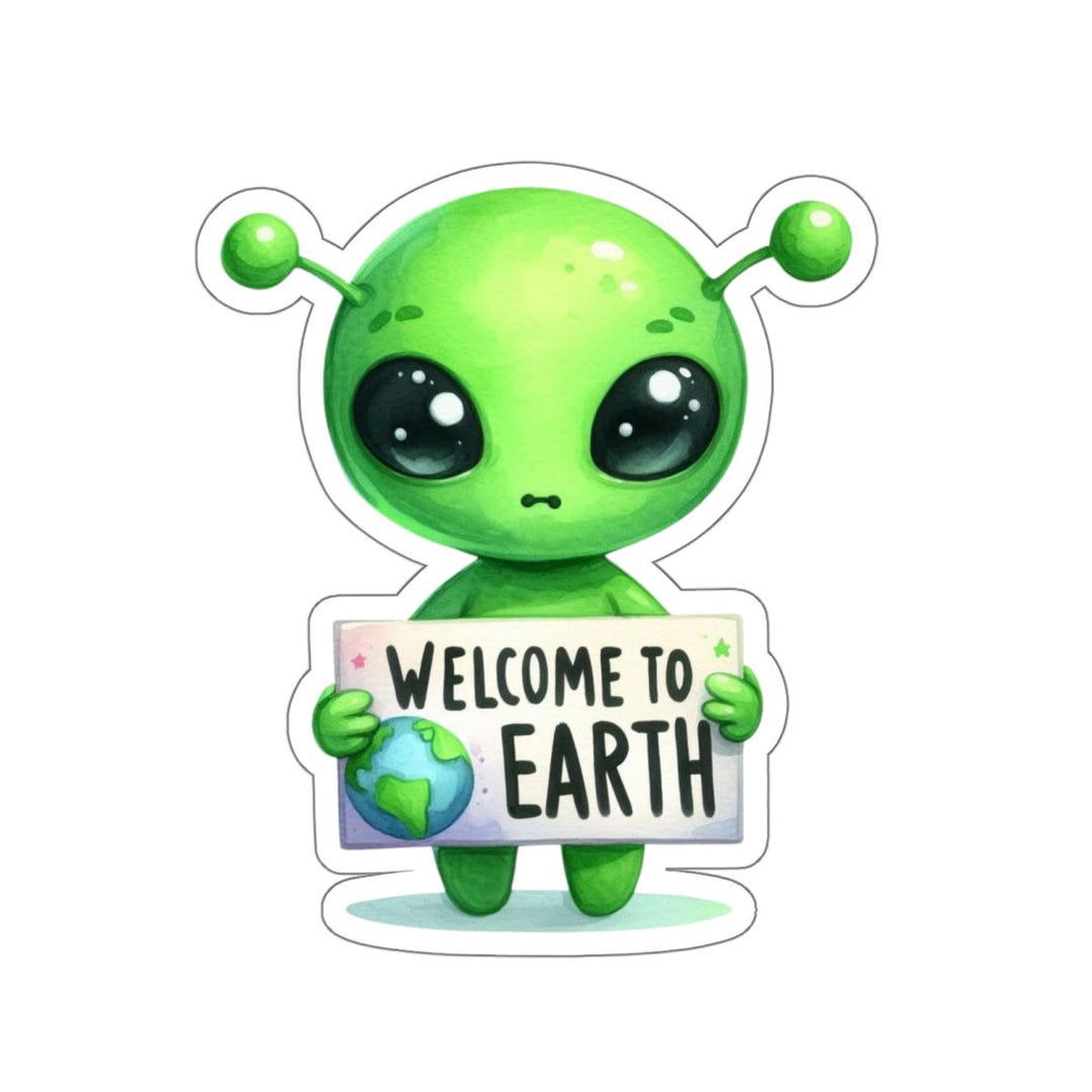 Alien Welcome Kiss-cut Stickers, UFO Decals, Extraterrestrial Laptop ...