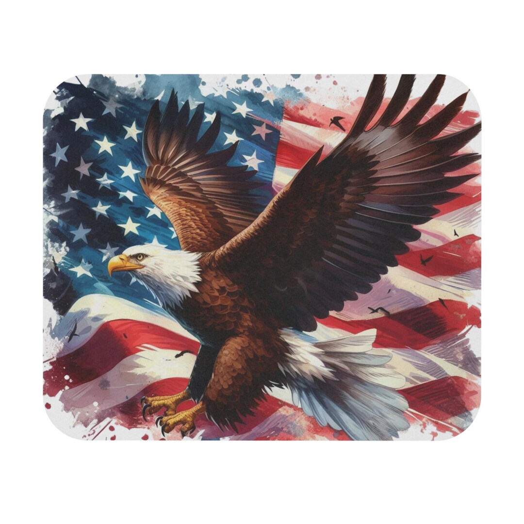 American Flag Bald Eagle Flying Mouse Pad - Etsy