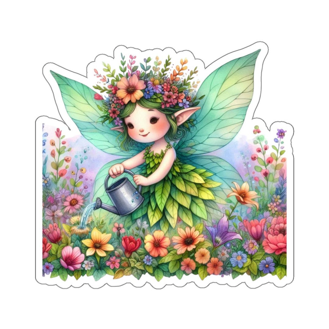 Garden Pixie Stickers, Cute Fairy Kiss-cut Decals, Floral Sticker Pack ...