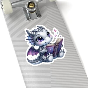Magical Silver Dragon Reading Sticker - Etsy