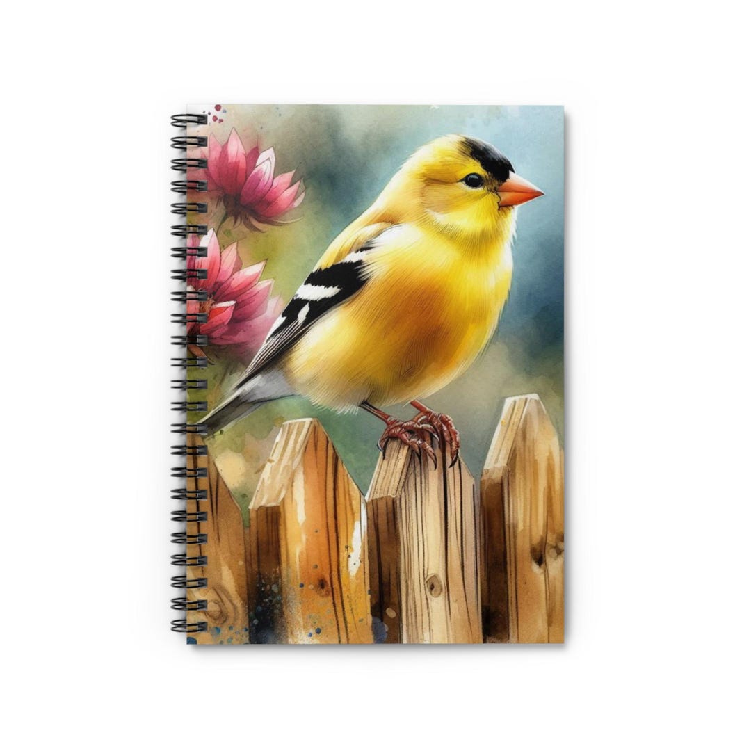 Nature Spiral Notebook, Gold Finch Bird Ruled Line Journal, Wildlife ...