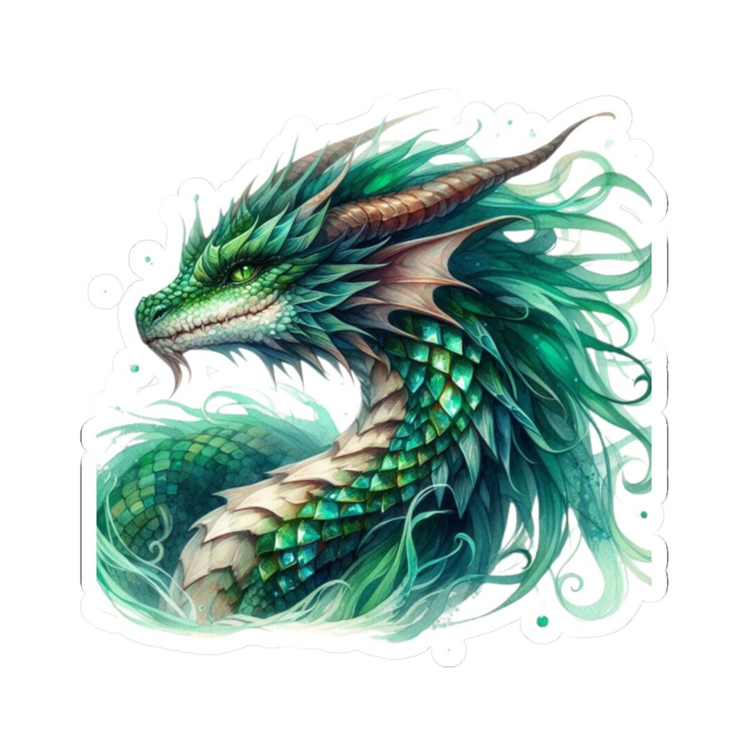 Emerald Green Dragon Sticker - Magical Fantasy Decal - Etsy