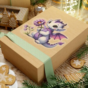 Dragon Stickers, Cute Purple Dragon With Flower, Fantasy Sticker ...