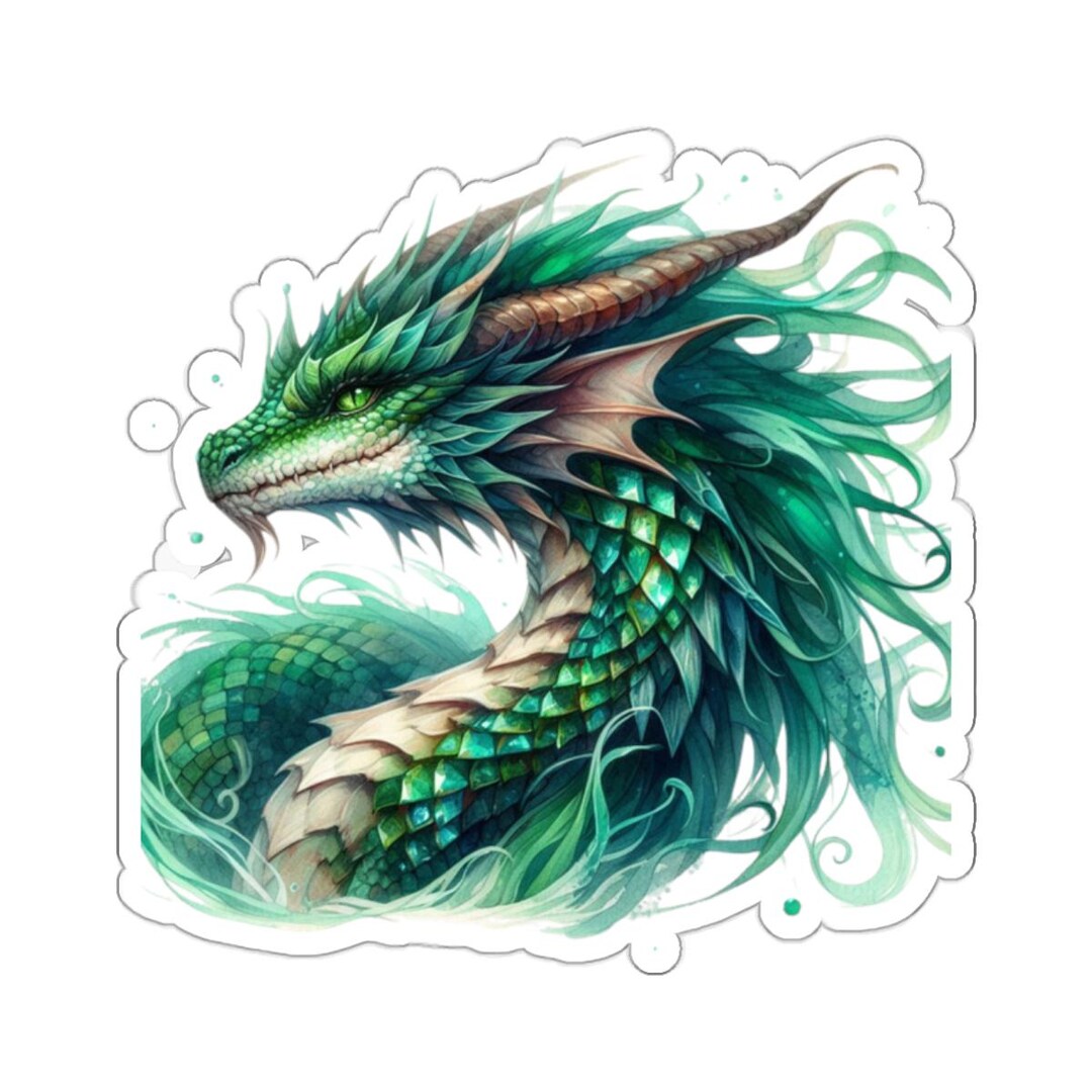 Emerald Green Dragon Sticker - Magical Fantasy Decal - Etsy