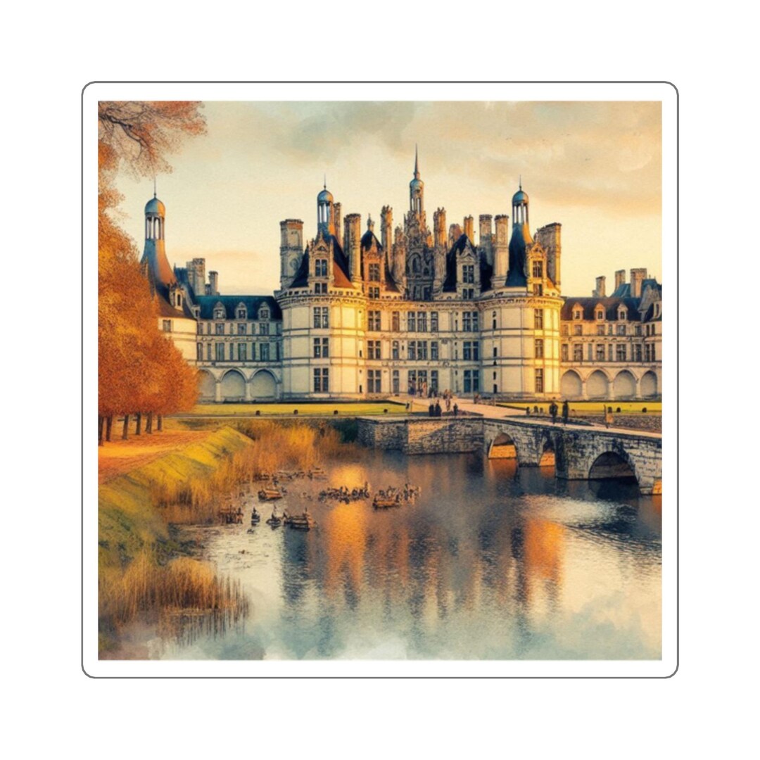 Chambord Castle Square Stickers, Chateau De Chambord Sticker, French ...