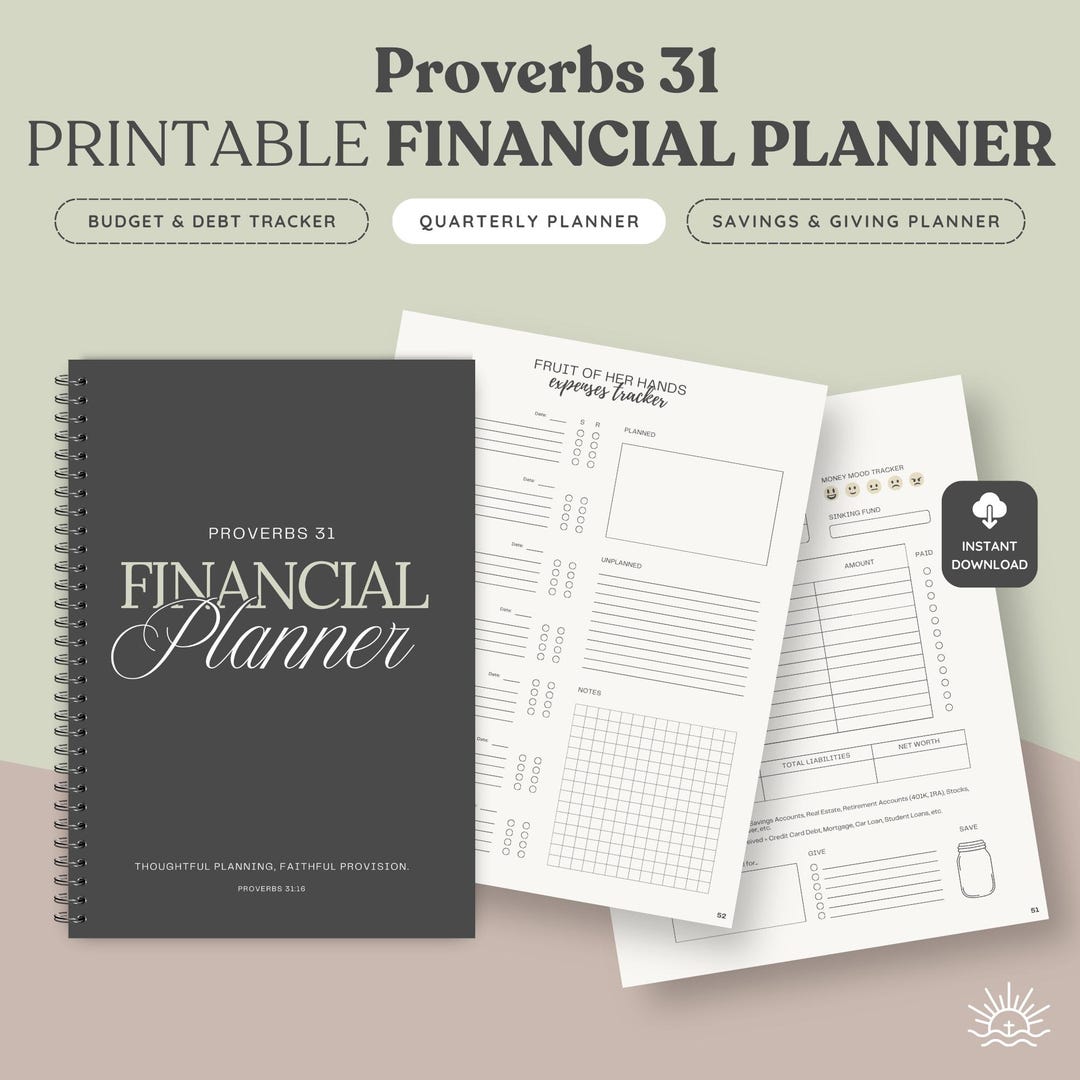 Printable Proverbs 31 Inspired Christian Money Planner for Moms ...