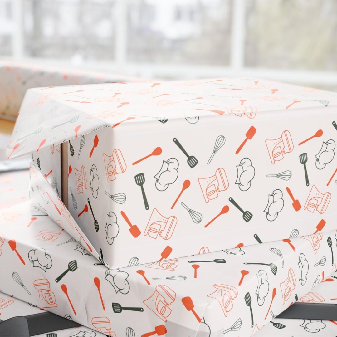 Kitchen Utensils Gift Wrap, Cook's Present Wrap, Chef's Wrapping Paper ...