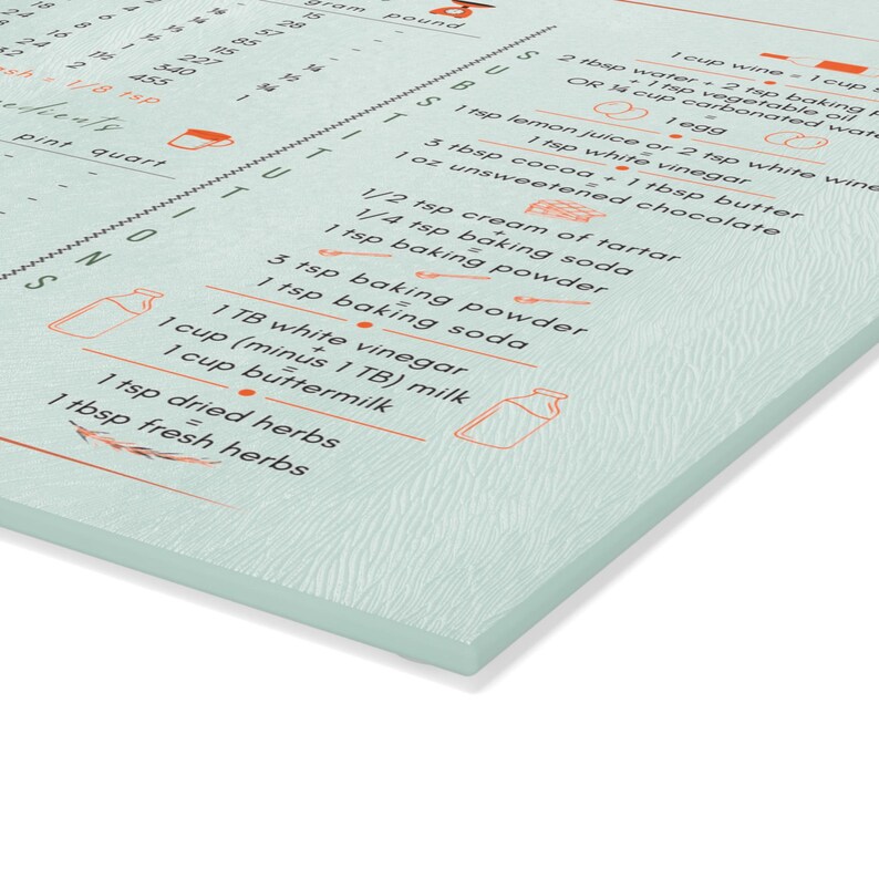 Kitchen Cheat Sheet Glass Cutting Board - Etsy