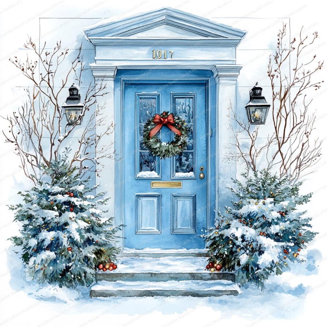 18 Cozy Winter Doors Clipart | Watercolor Snowy Door Clipart | High ...