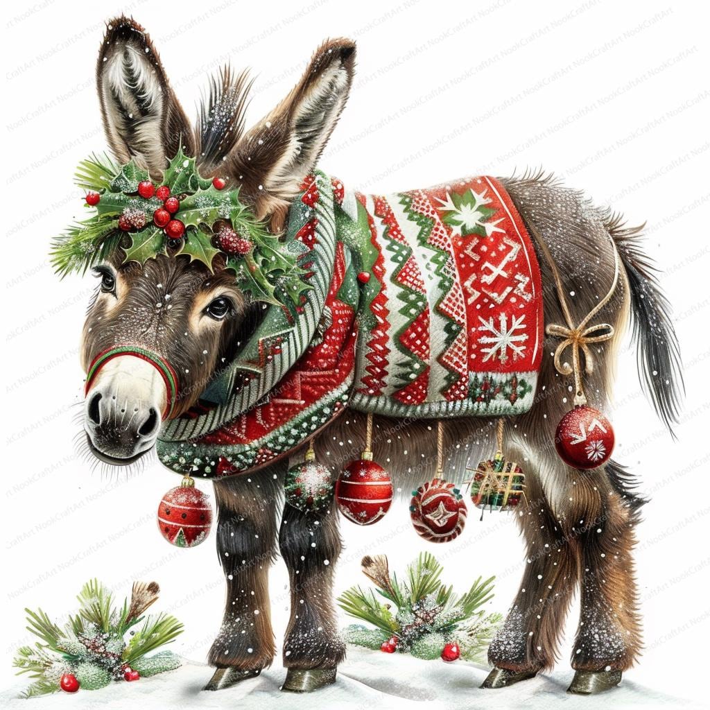 14 Christmas Animals Clipart Printable Watercolor Clipart High Quality ...