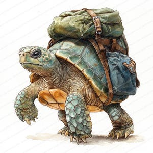 17 Turtle Backpack Clipart | Whimsical Animal Illustration | Printable ...