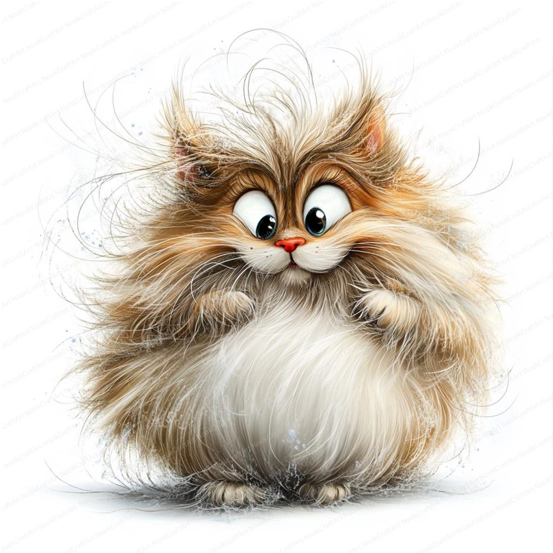 18 Frazzled Cat Clipart | Quirky Cat Clipart | Printable Watercolor ...