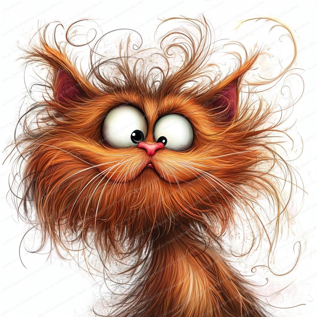 18 Frazzled Cat Clipart | Quirky Cat Clipart | Printable Watercolor ...