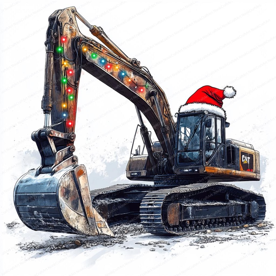 14 Watercolor Construction Truck | Merry Christmas Excavator ...