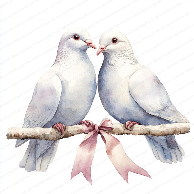 17 Doves With Ribbon Clipart | Elegant Wedding Graphic Design ...