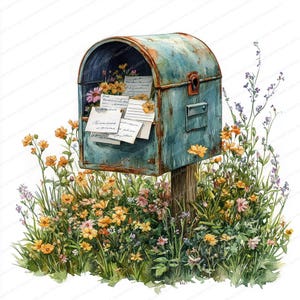 20 Spring Mailbox Clipart With Letters | Seasonal Postage Art Design ...