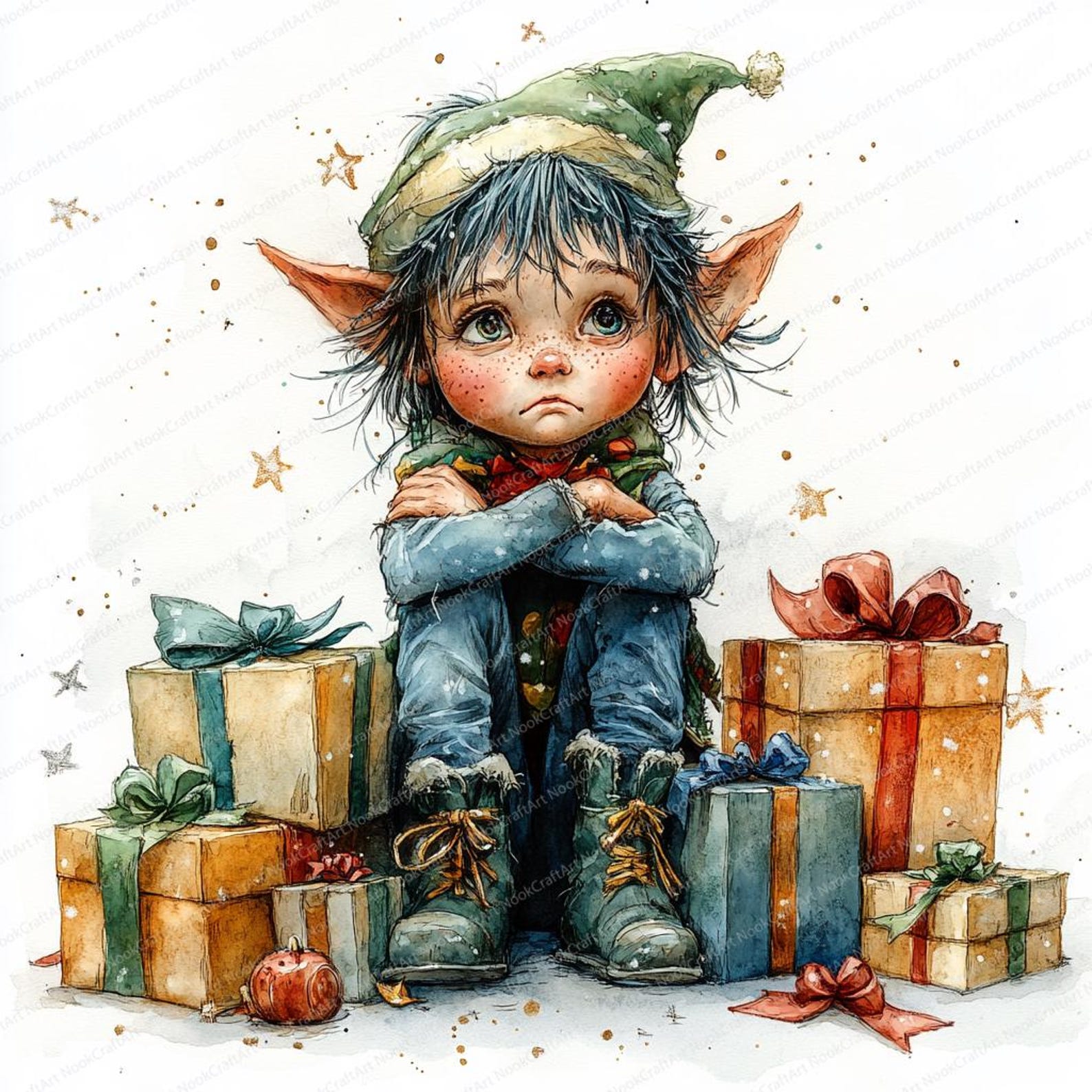 18 Elf Mischief Clipart | Tangled in Gift Ribbons | Printable ...