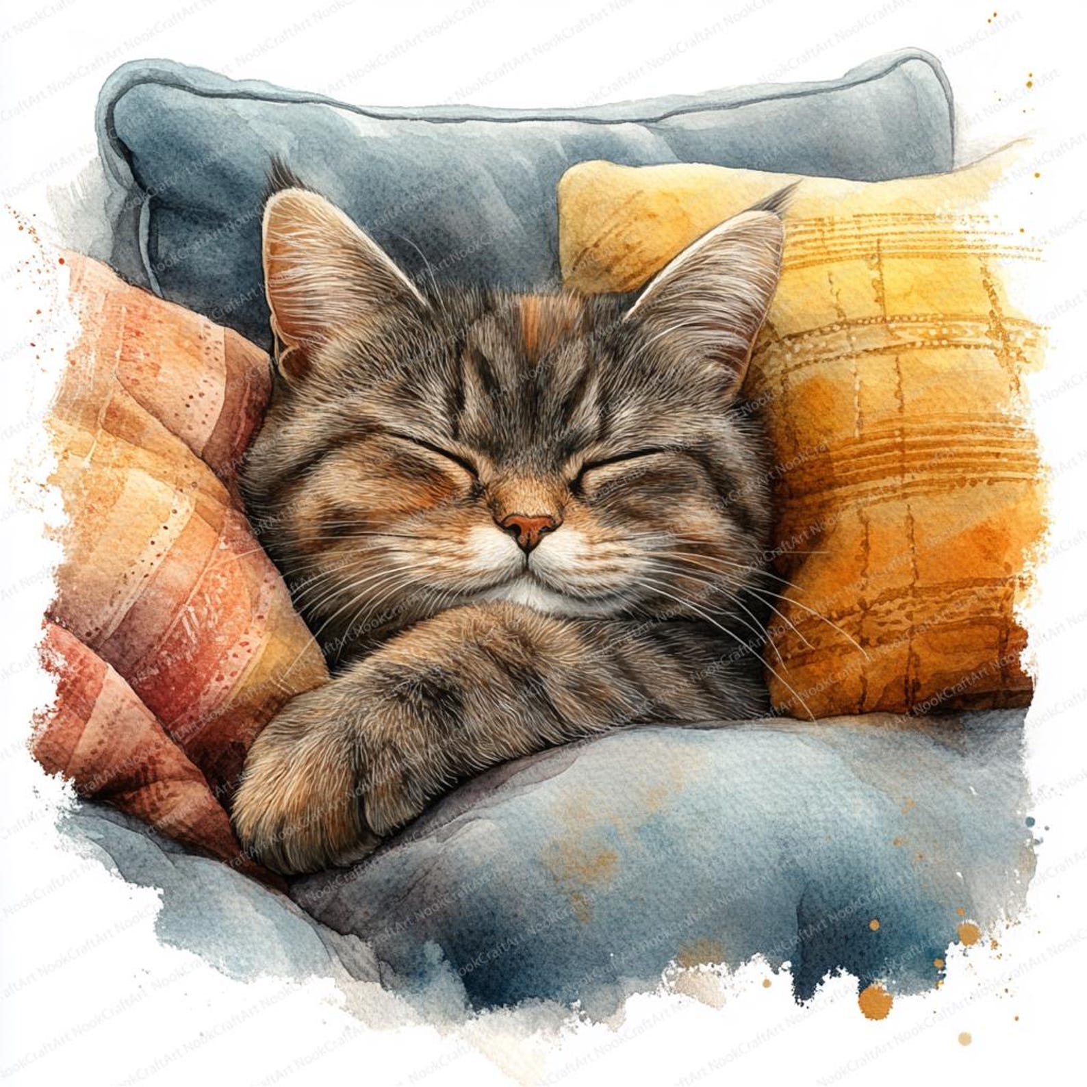 21 Cat Curling up Clipart | Cozy Feline Illustration | Printable ...