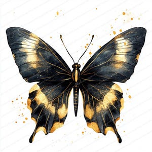 16 Gold Butterfly Clipart | Printable Watercolor Clipart | High Quality ...