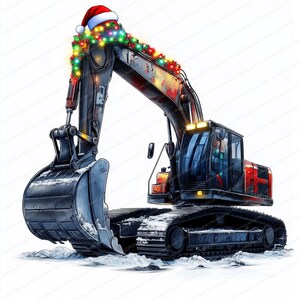 14 Watercolor Construction Truck | Merry Christmas Excavator ...