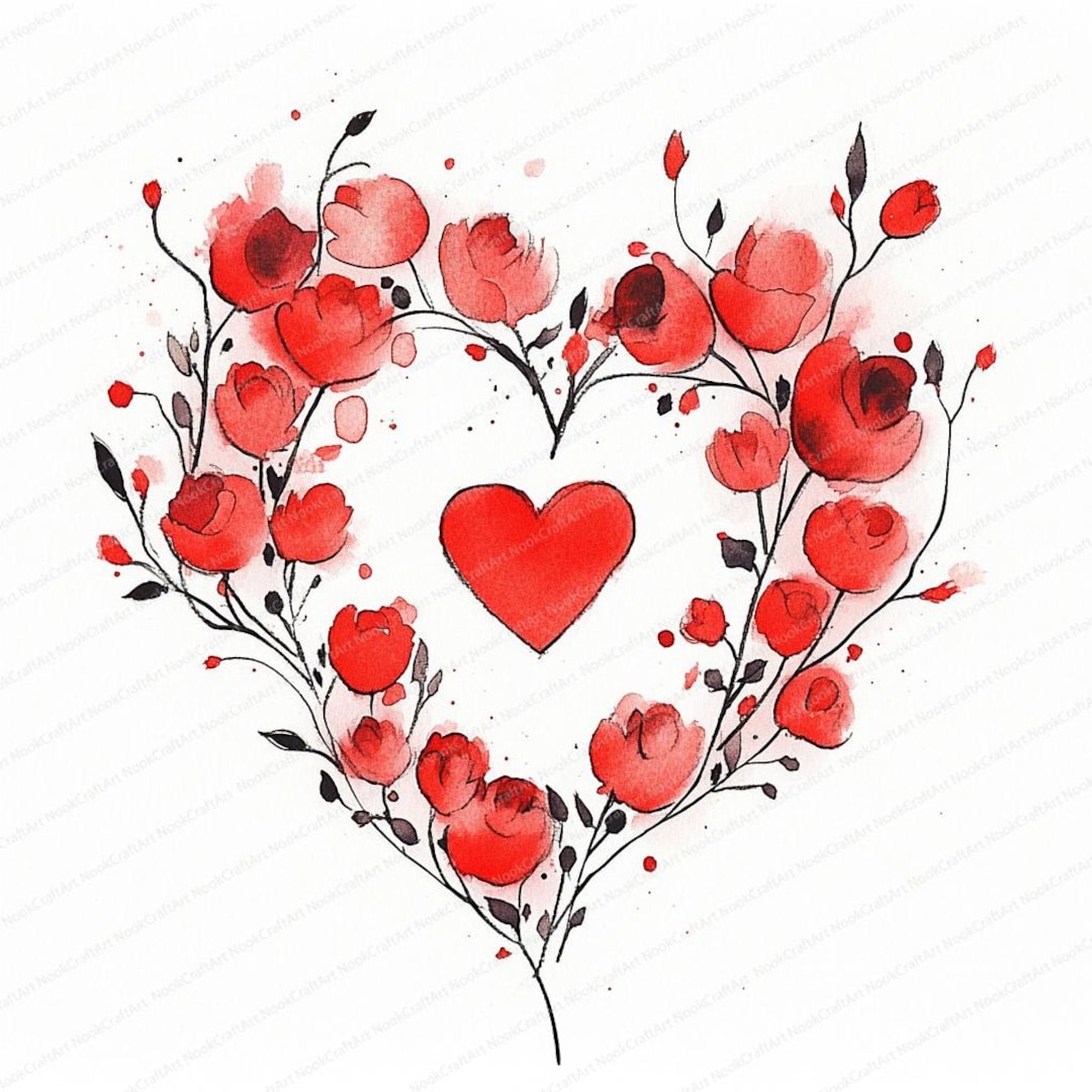 18 Christmas Decor Clipart | Floral Heart Illustrations | Printable ...