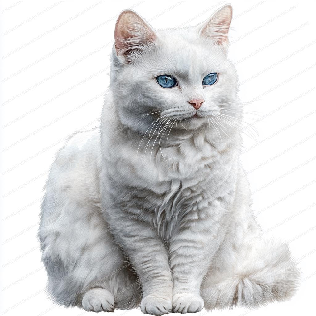 White Cats Clipart | 20 High Quality Jpgs | Nursery Decor | Digital ...