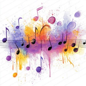 20 Watercolor Music Notes Clipart | Music Wall Art & Notes | High ...